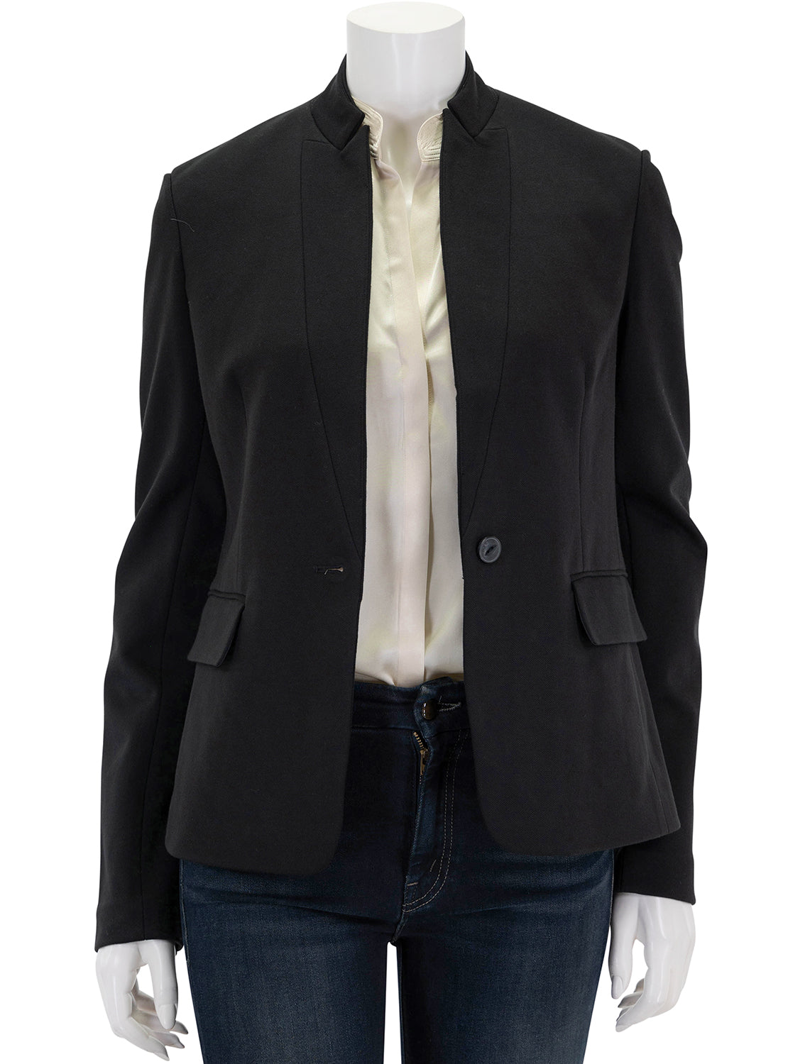 lucy ponte twill blazer in black – Twigs