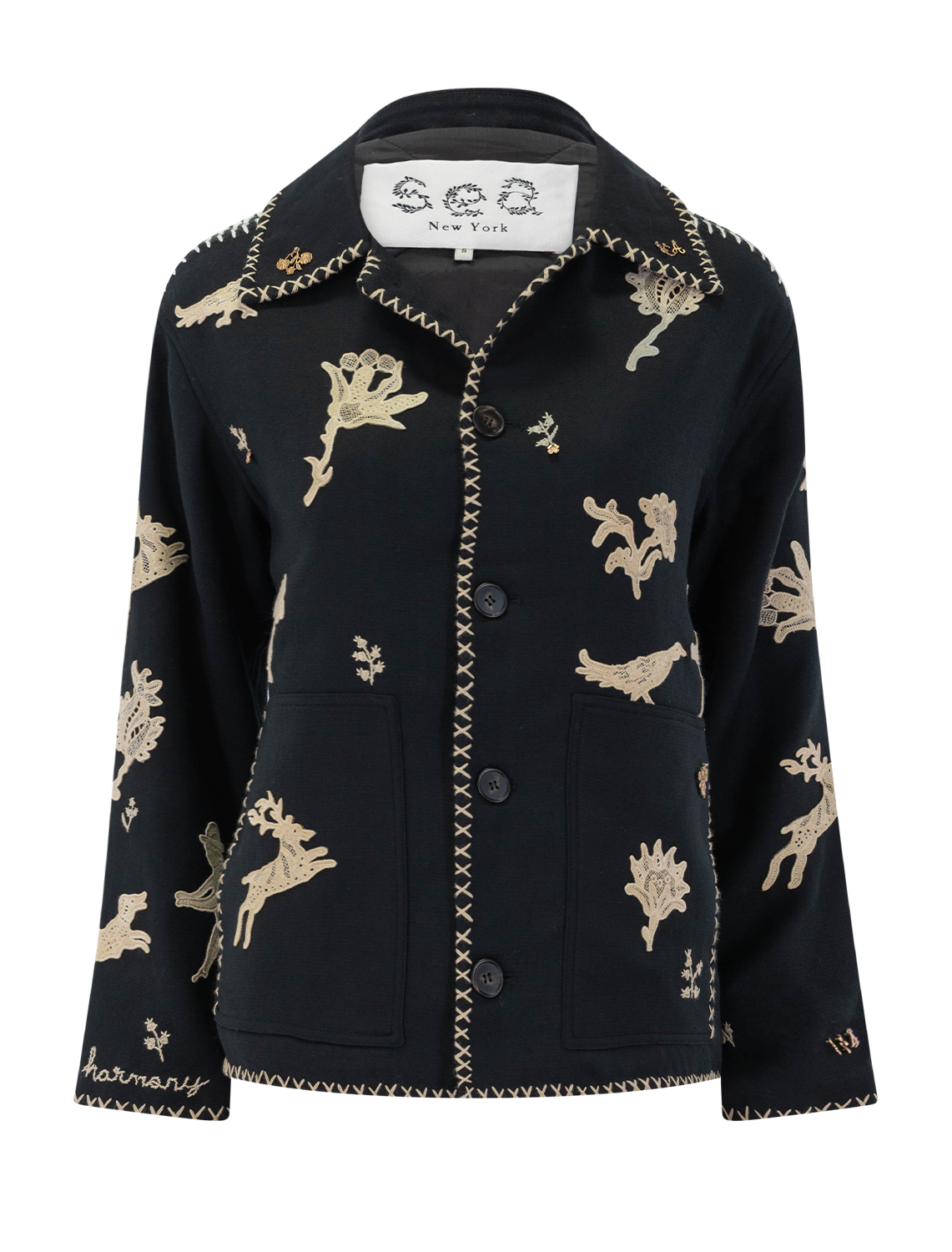 mika applique jacket in black – Twigs