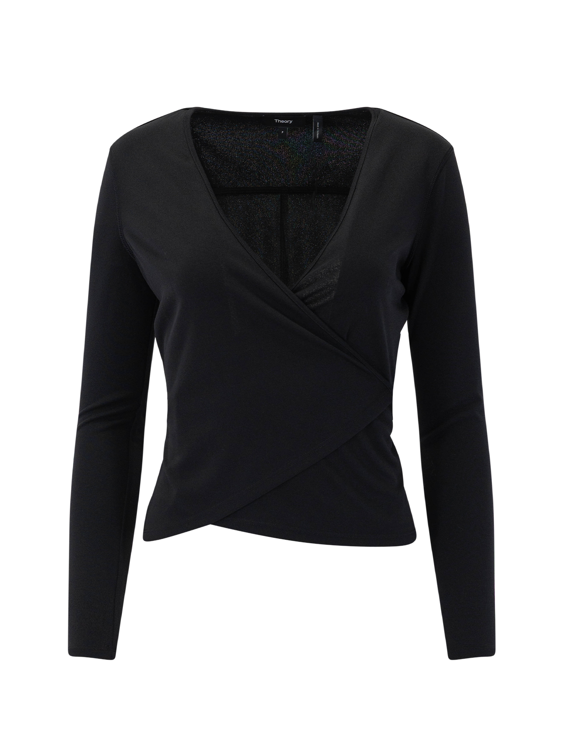 long sleeve overlap sweater in black – Twigs